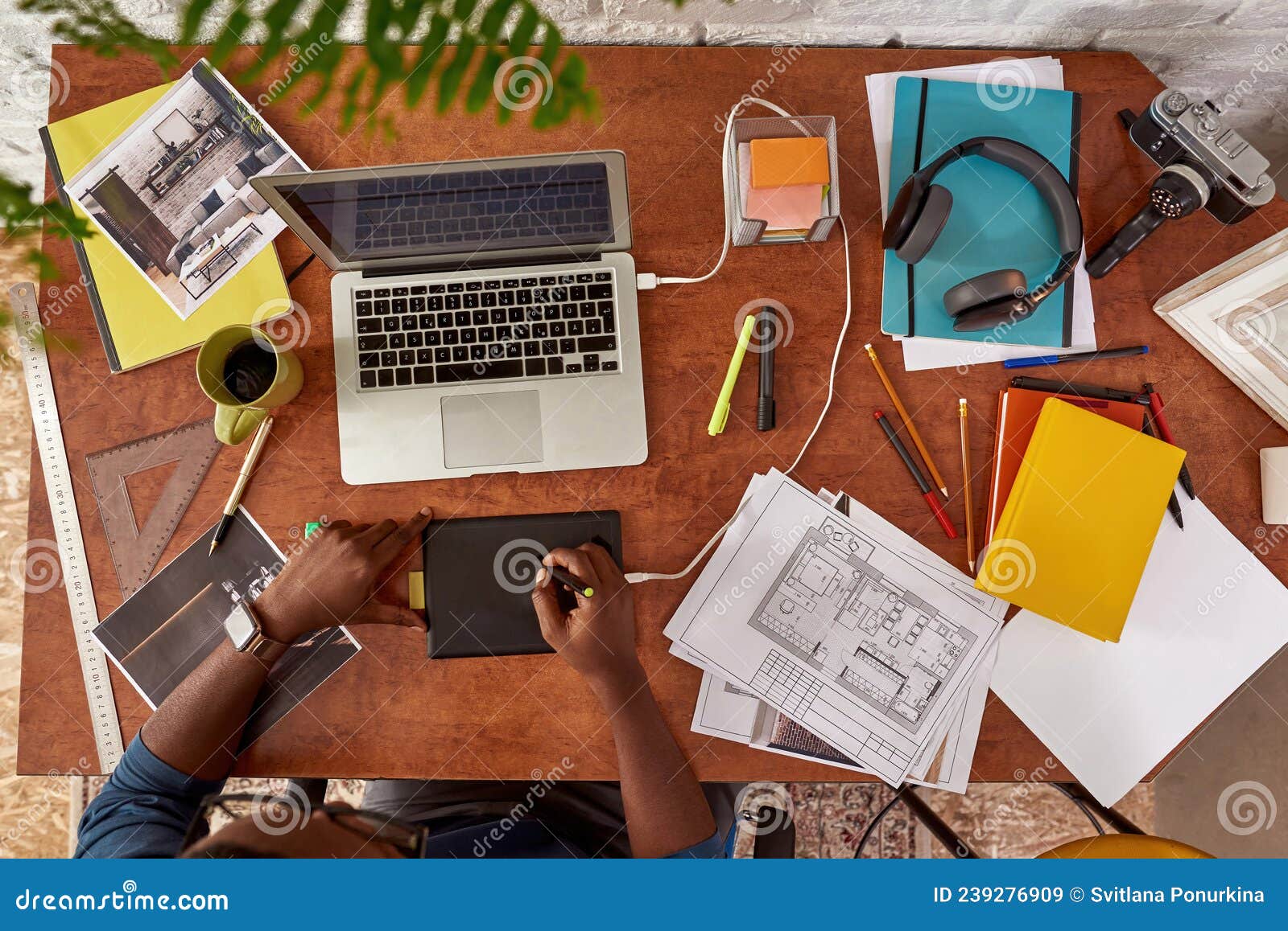 Architect Drawing Building Plan on Graphics Tablet Stock Image - Image ...