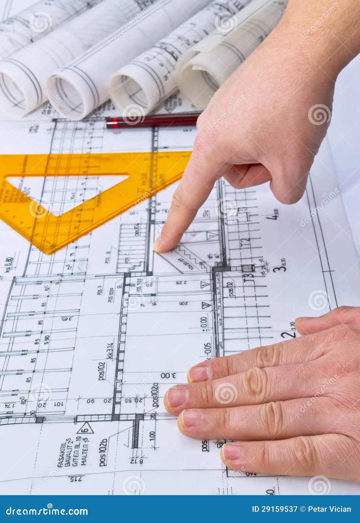 Architect Drawing Rolls and Plans Blueprints Stock Image - Image of ... Architect Drawing Rolls and Plans Blueprints Stock Image - Image of ...