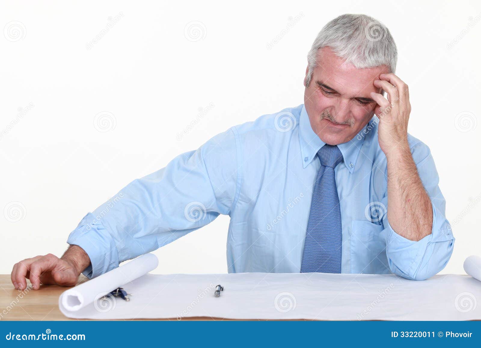 Architect Dubious of His Plans. Stock Image - Image of executive, plan ...