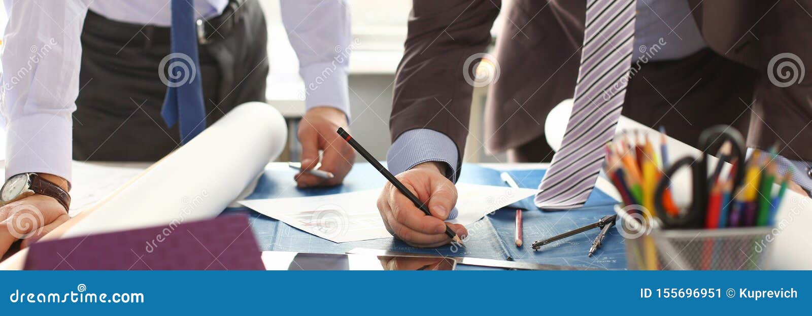 Architect Engineer Building Design Discussion Stock Image - Image of ...