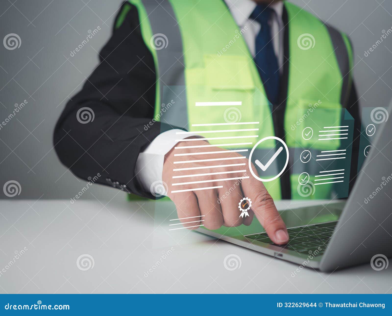Architect or Engineer Checking the List of Documents and Approving the ...