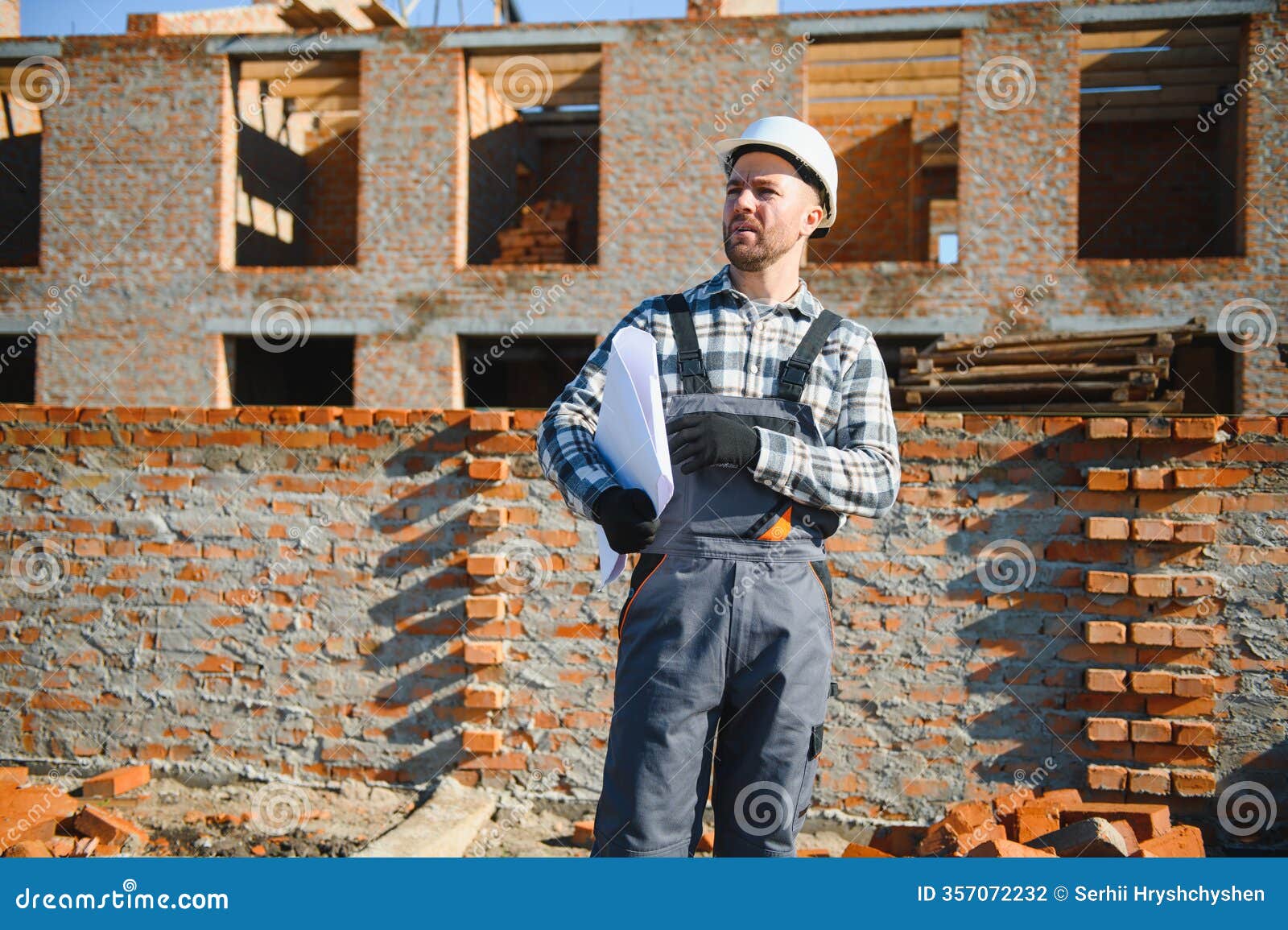 An Architect or Engineer on the Construction of Brick Houses Holds the ...