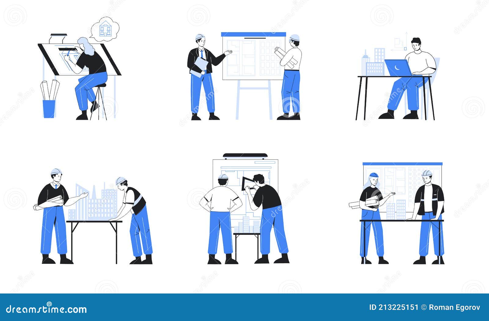 Architect Engineer Create Building Project In Office Landing Page ...