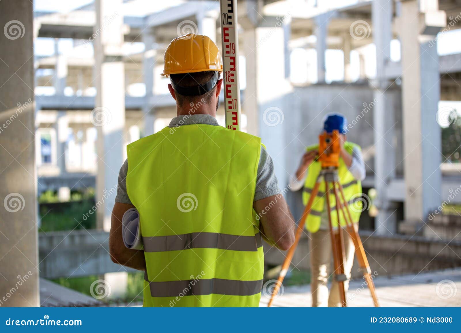 Architect and Engineer Construction Workers Working at Outdoors ...