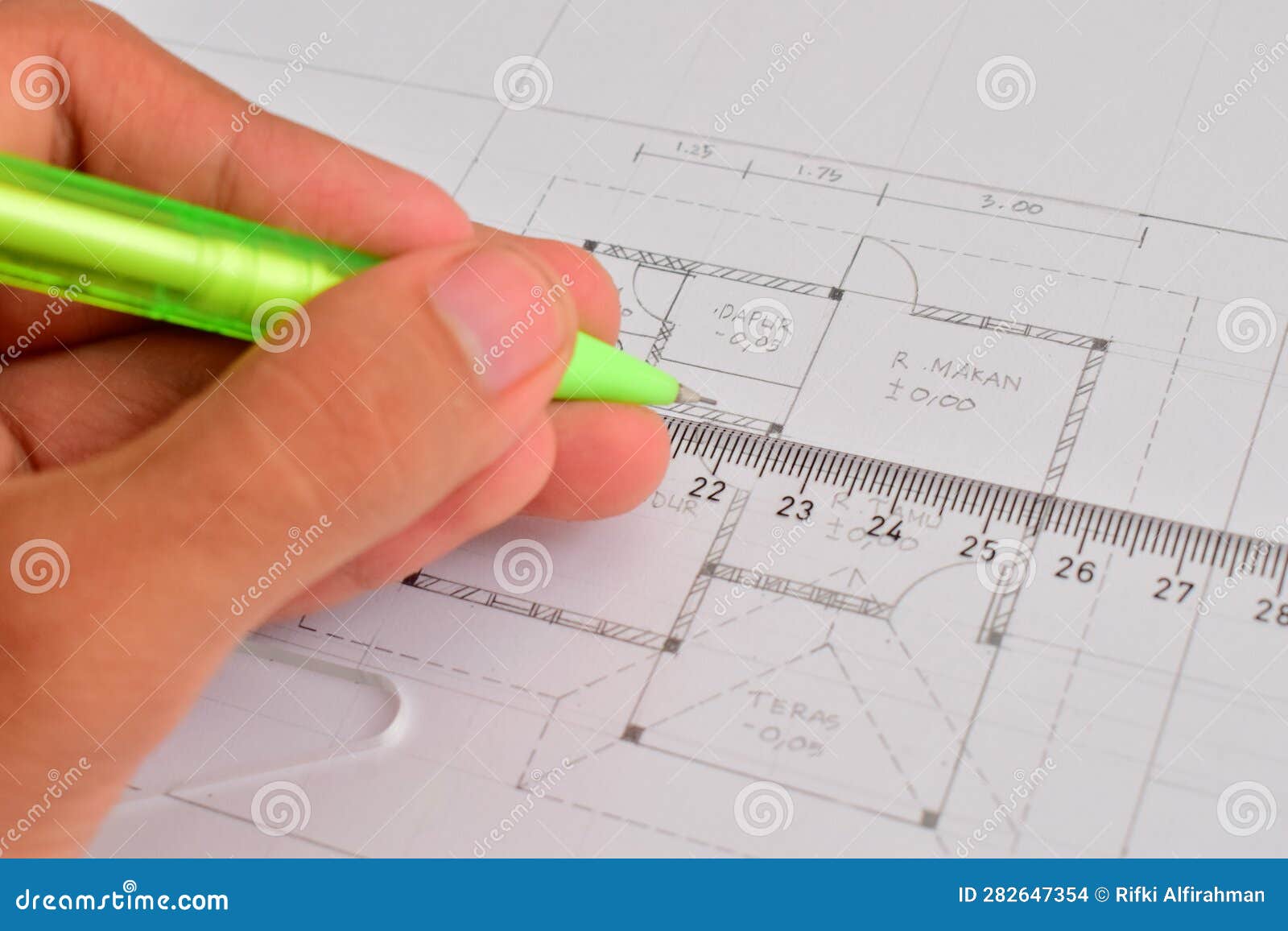 Engineering Drawing Sketched by Engineer and Architect Stock Photo ...