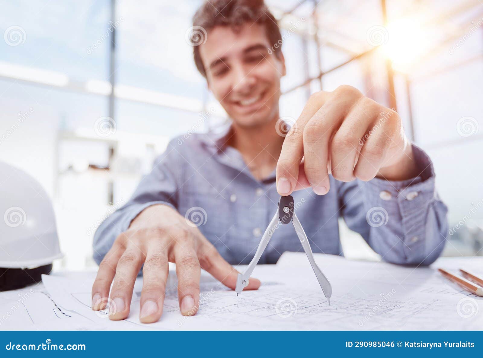 Architect Engineer Contractor Design Working Drawing Sketch Plan Stock ...