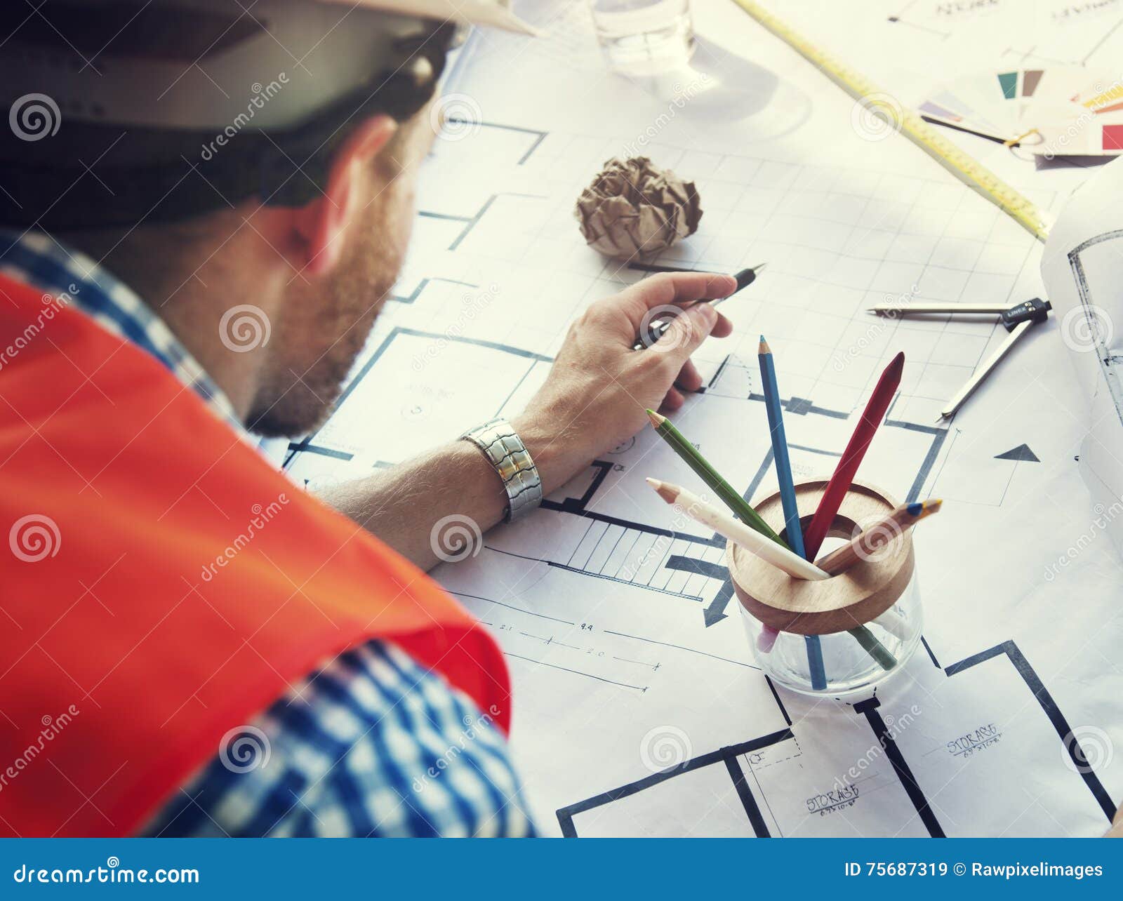Architect Engineer Design Construction Constructer Concept Stock Image ...