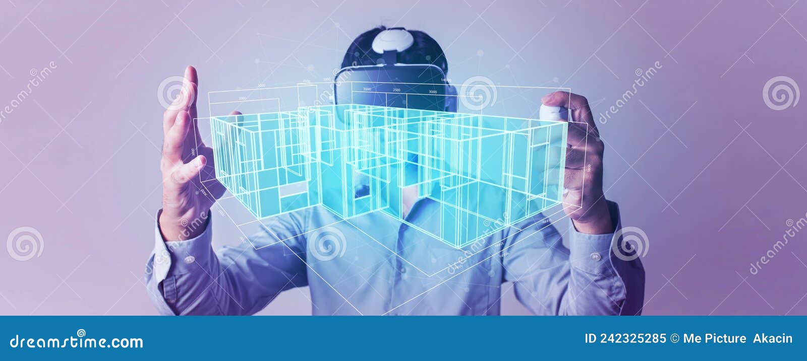 Architect or Engineer Designer Wearing VR Headset for BIM Technology ...