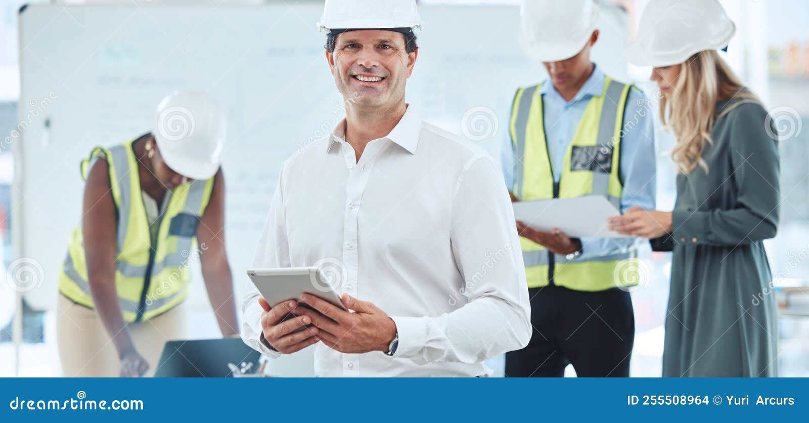 Architect, Engineer and Designer Working on Tablet, Planning ...