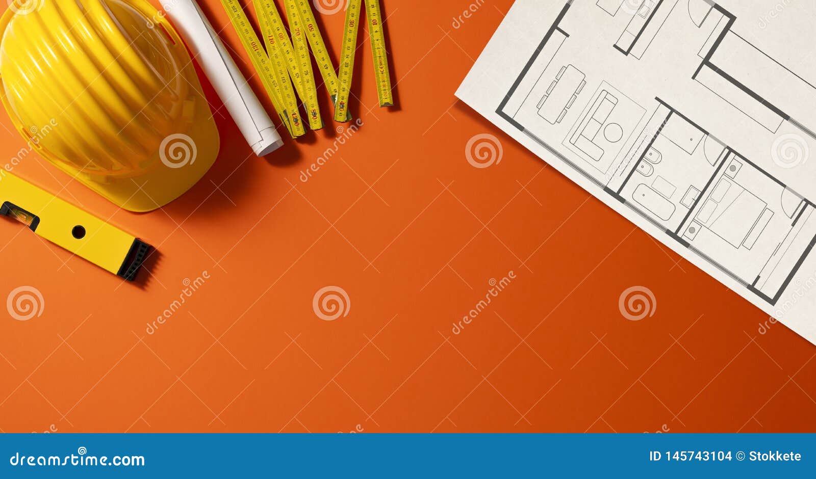 Engineer`s Desk With Blank Paper, Expansion Keys, Nuts, Screws, Tools ...