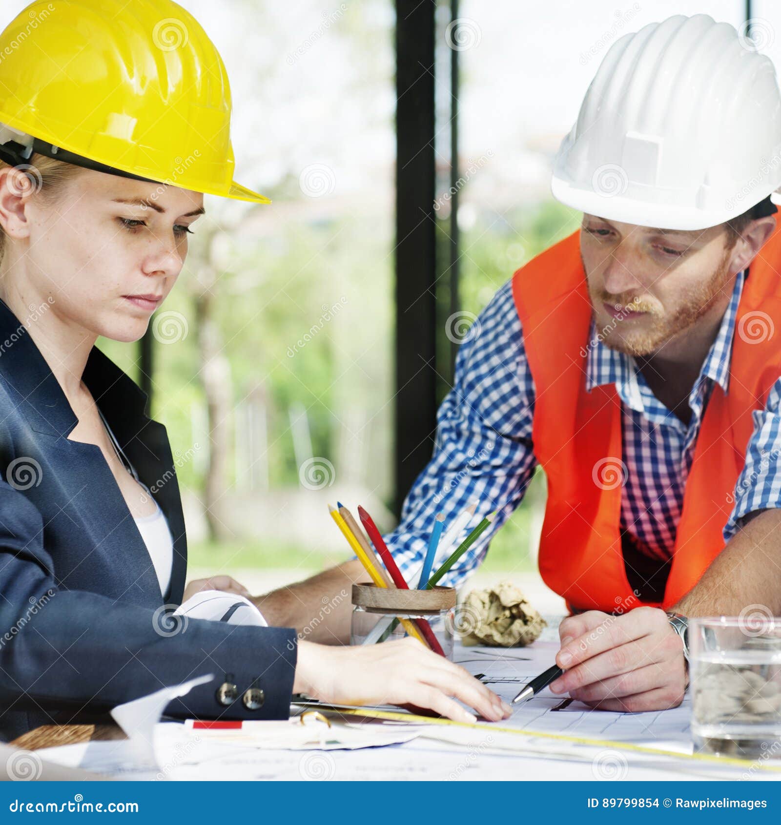 Architect Engineer Discussion Brainstorming Construction Concept Stock ...