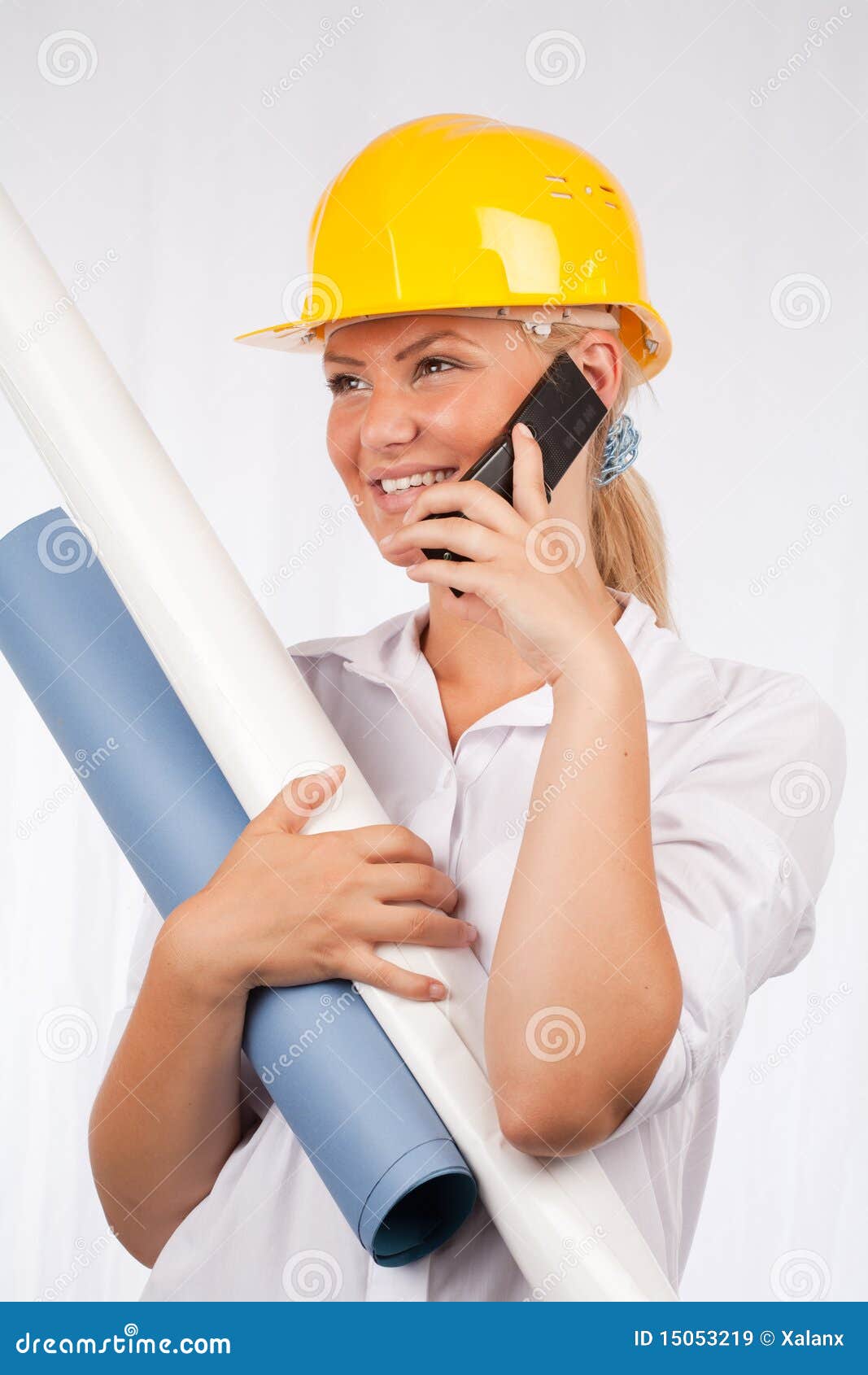 Architect or engineer lady stock image. Image of construction - 15053219