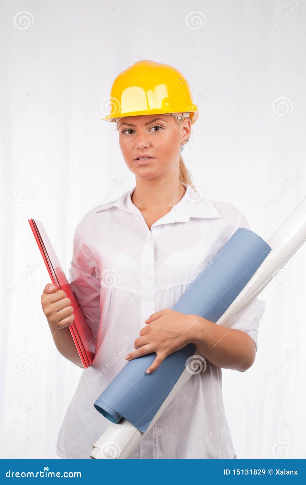 Architect or engineer lady stock image. Image of female - 15131829