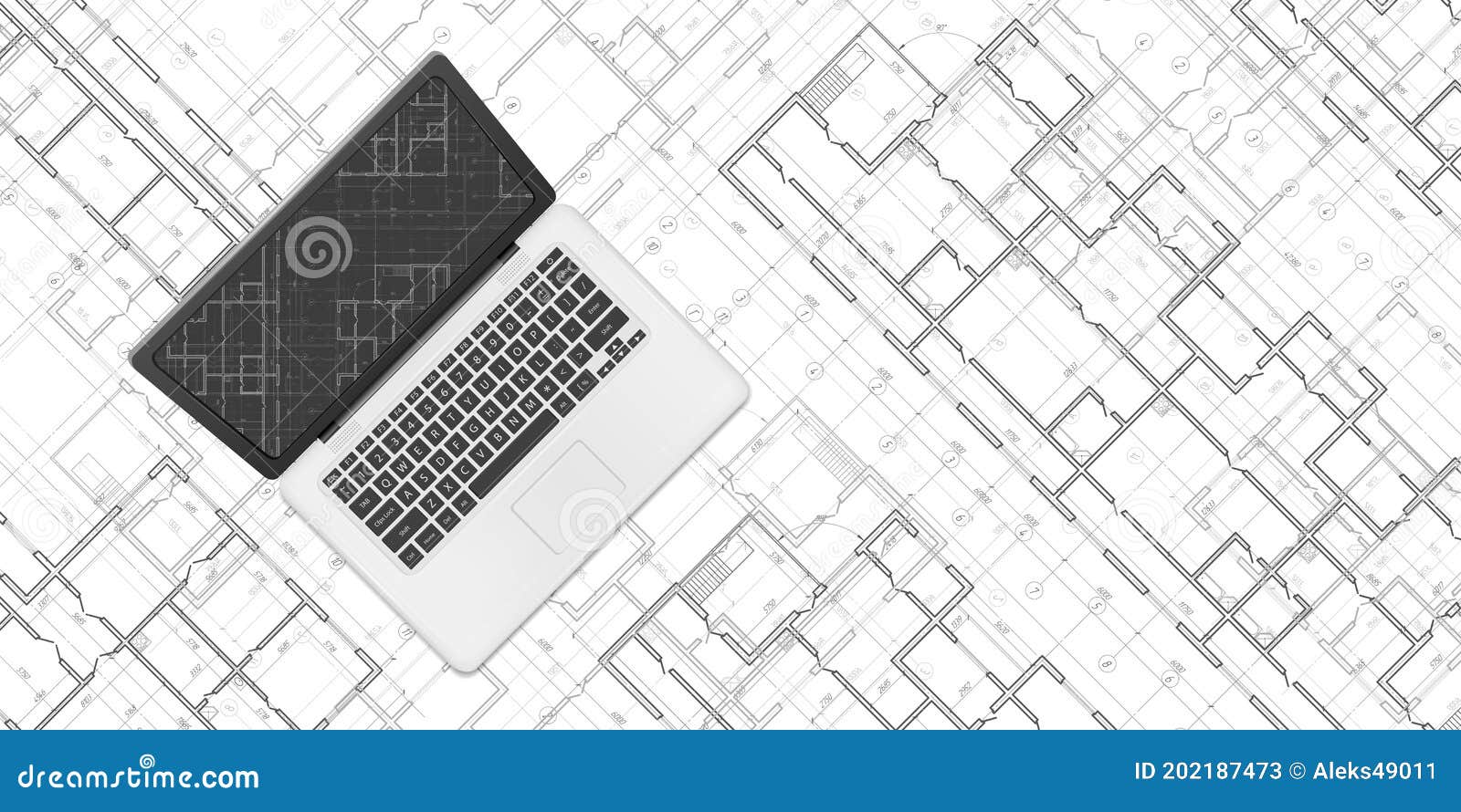 Architect Engineer Laptop .House Plan Project .Technical Drawing ...