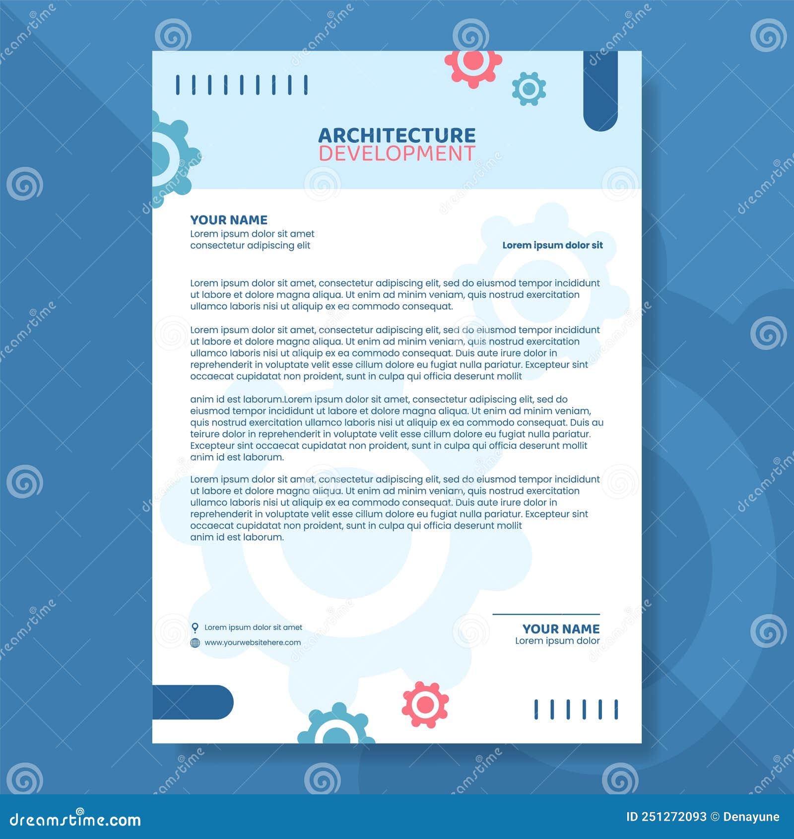 Architect or Engineer Letterhead Template Flat Cartoon Background ...
