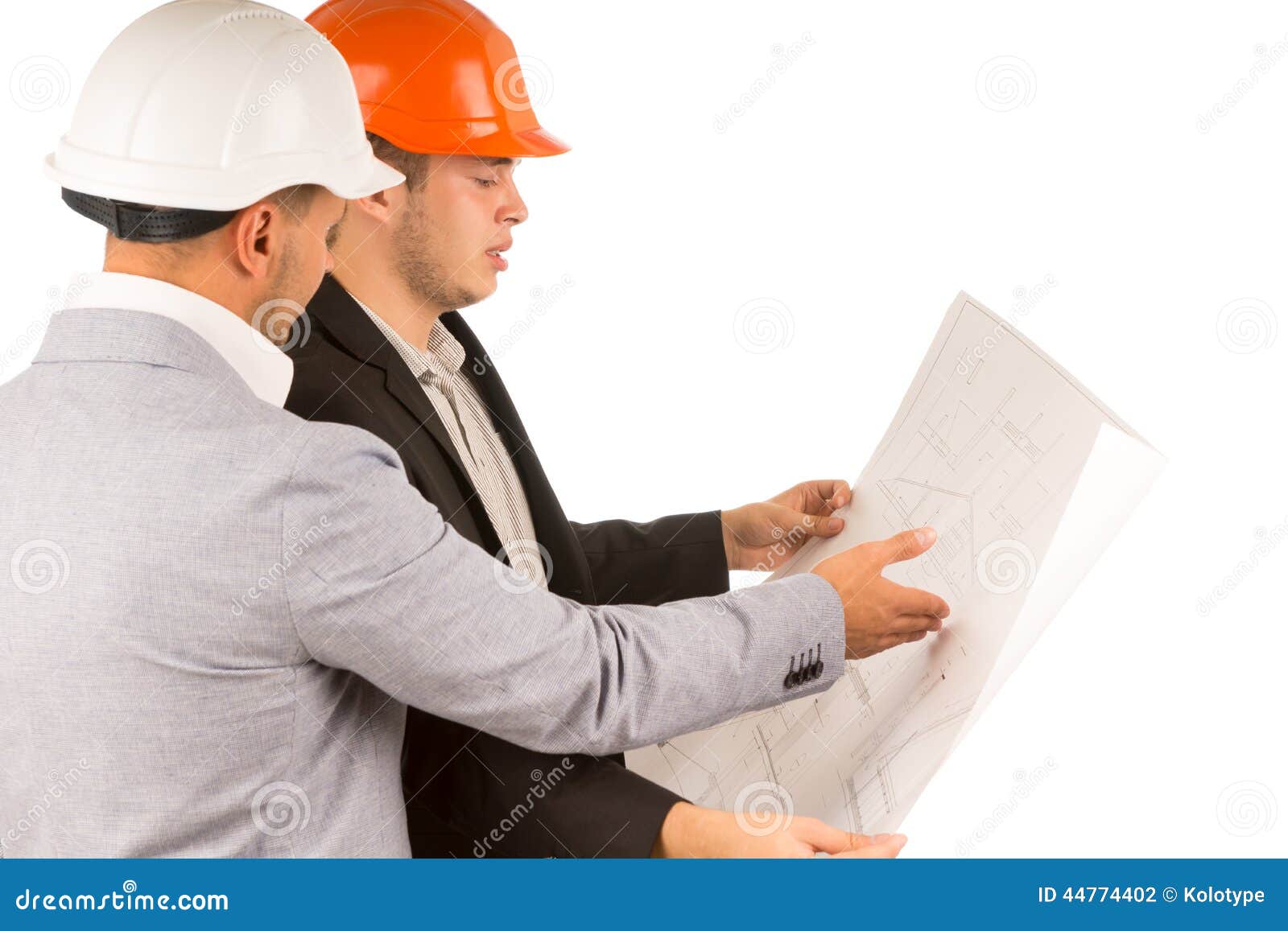 Architect and Engineer Looking at a Blueprint Stock Photo - Image of ...