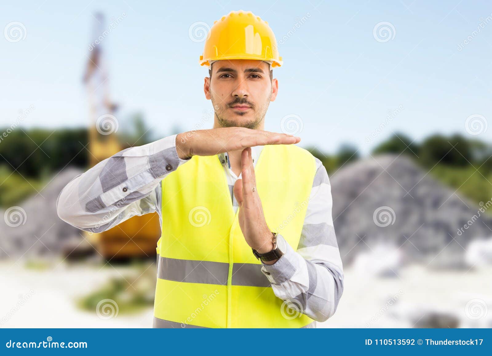 Architect or Engineer Making Time Out Pause Break Gesture Stock Photo ...