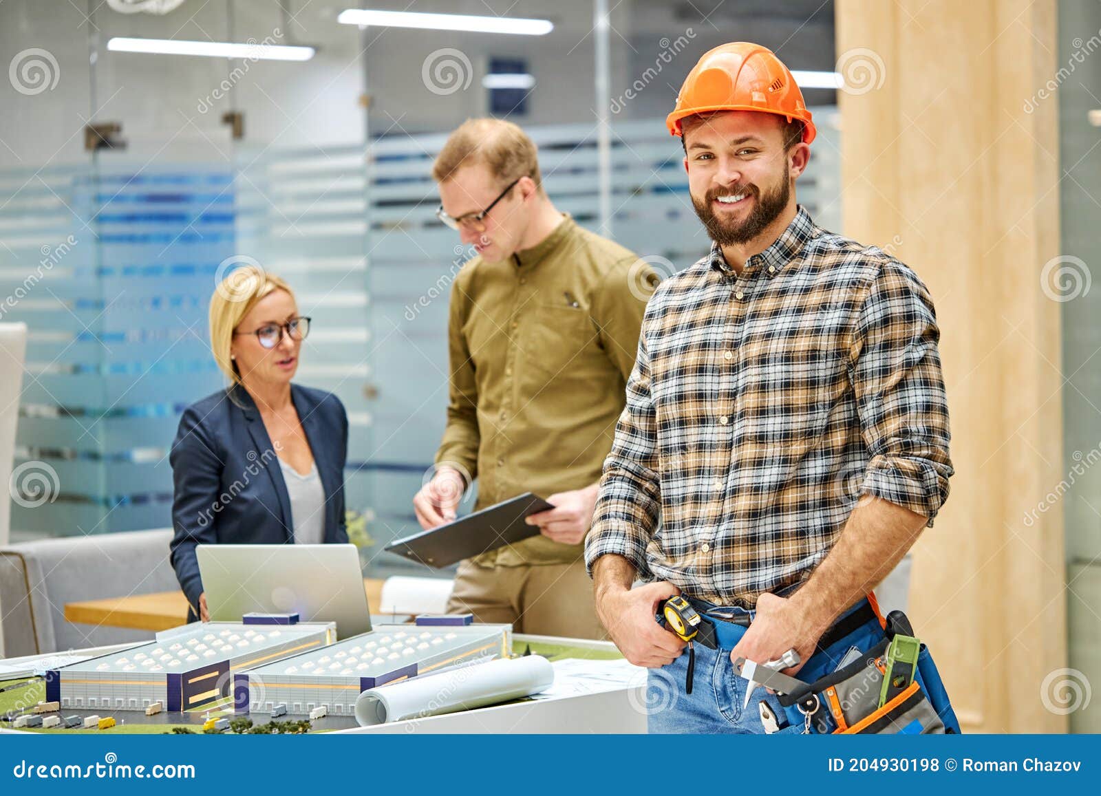Architect Engineer Man in Helmet Take a Break Stock Photo - Image of ...