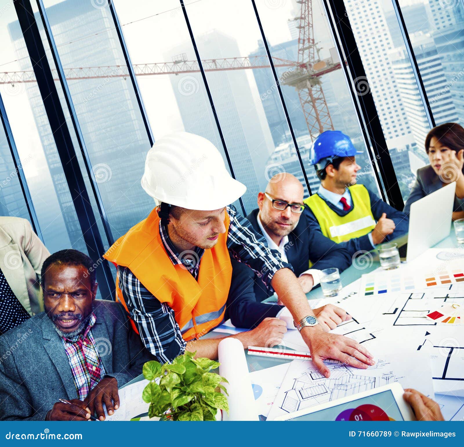 Architect Engineer Planning Project Construction Site Office Con Stock ...