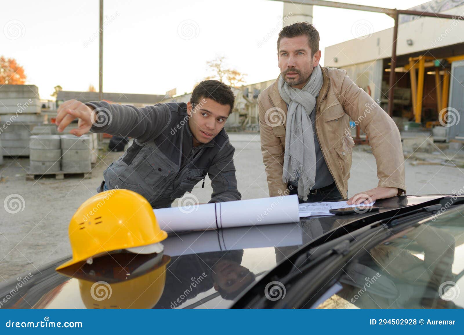 Architect Engineer Project Manager at Construction Site Stock Photo ...