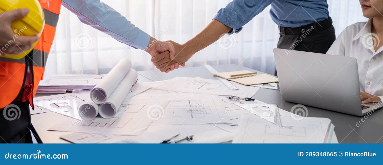Architect and Engineer Shake Hand after Successful Cooperation Teamwork ...