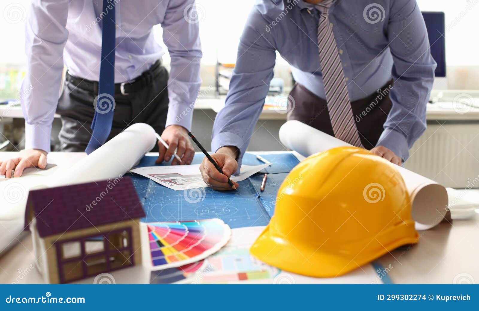 Architect Engineer Sketching Construction Project Stock Photo - Image ...