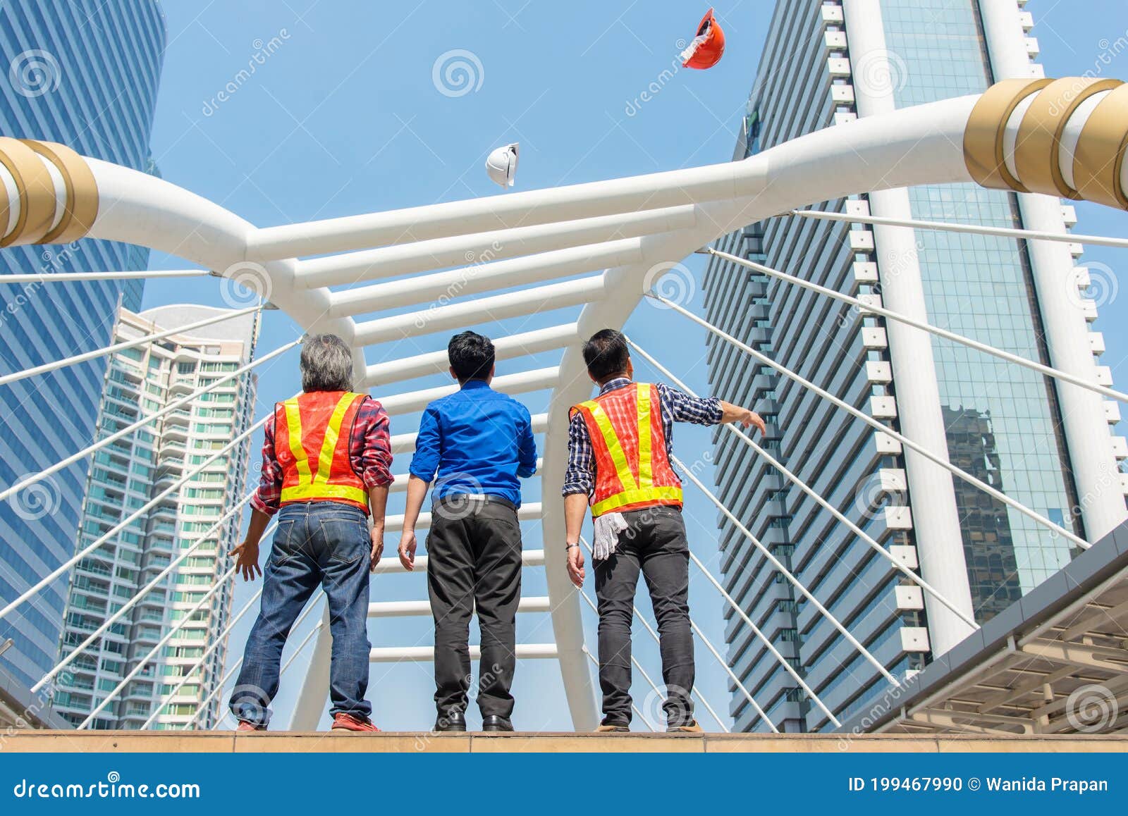 Architect Engineer Team Hands Raised Together and Success in ...