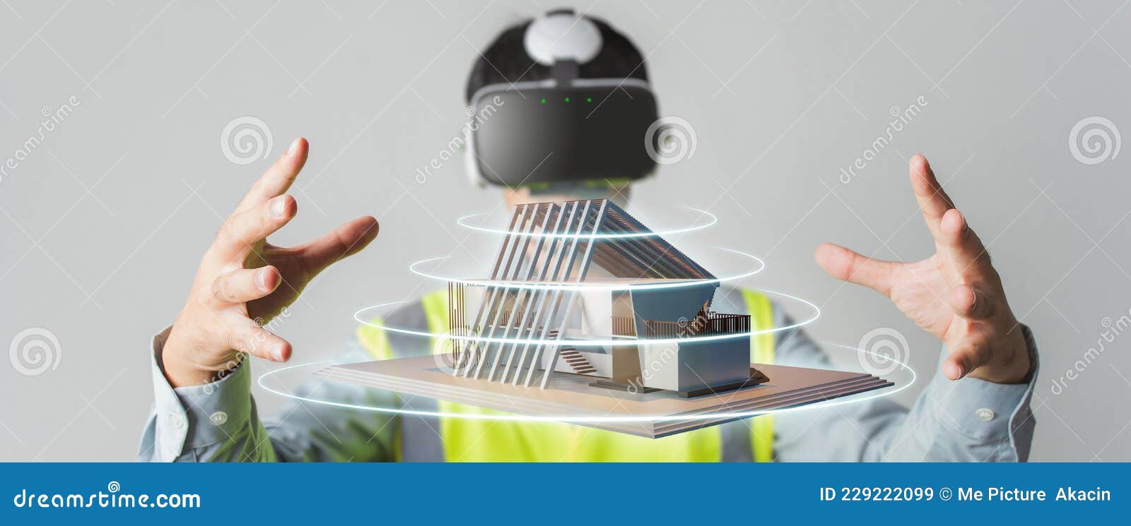 Architect or Engineer Use VR Headset for BIM Technology Working Design ...