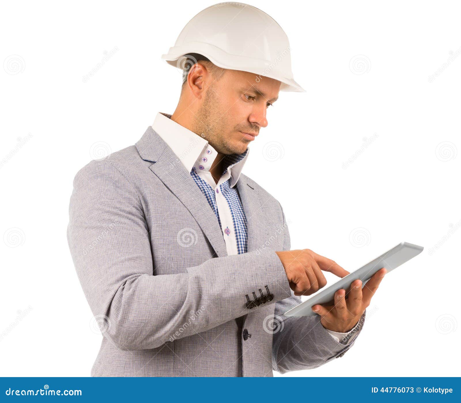 Architect or Engineer Using a Tablet Stock Image - Image of back ...