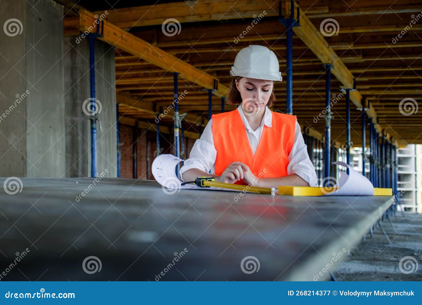 Architect or Engineer Working, Browsing Building Project Indoor of ...