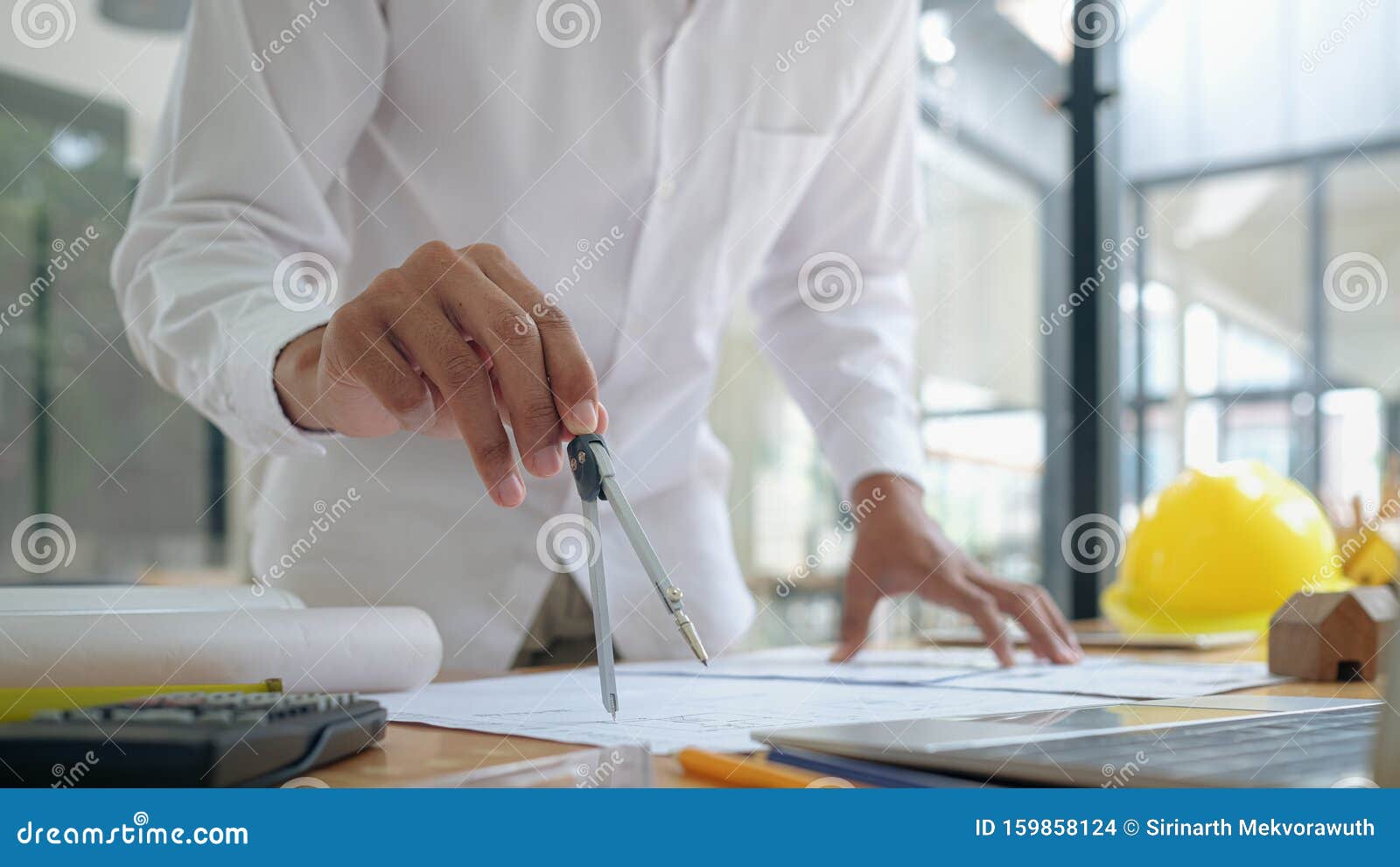 Architect or Engineer Working in Office Stock Photo - Image of ...