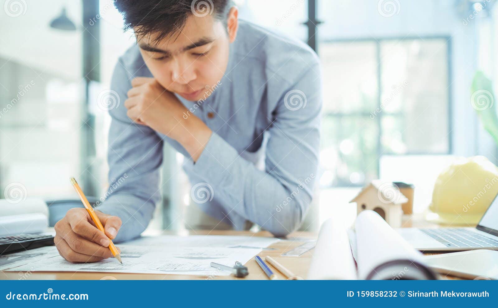 Architect or Engineer Working in Office Stock Photo - Image of industry ...