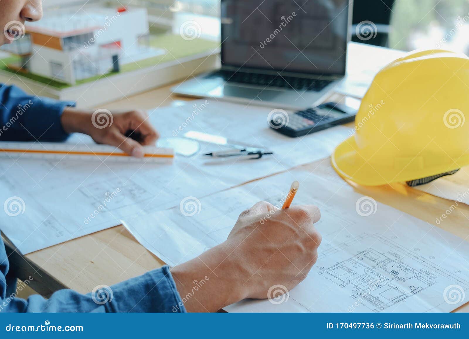 Architect or Engineer Working in Office Stock Photo - Image of ...