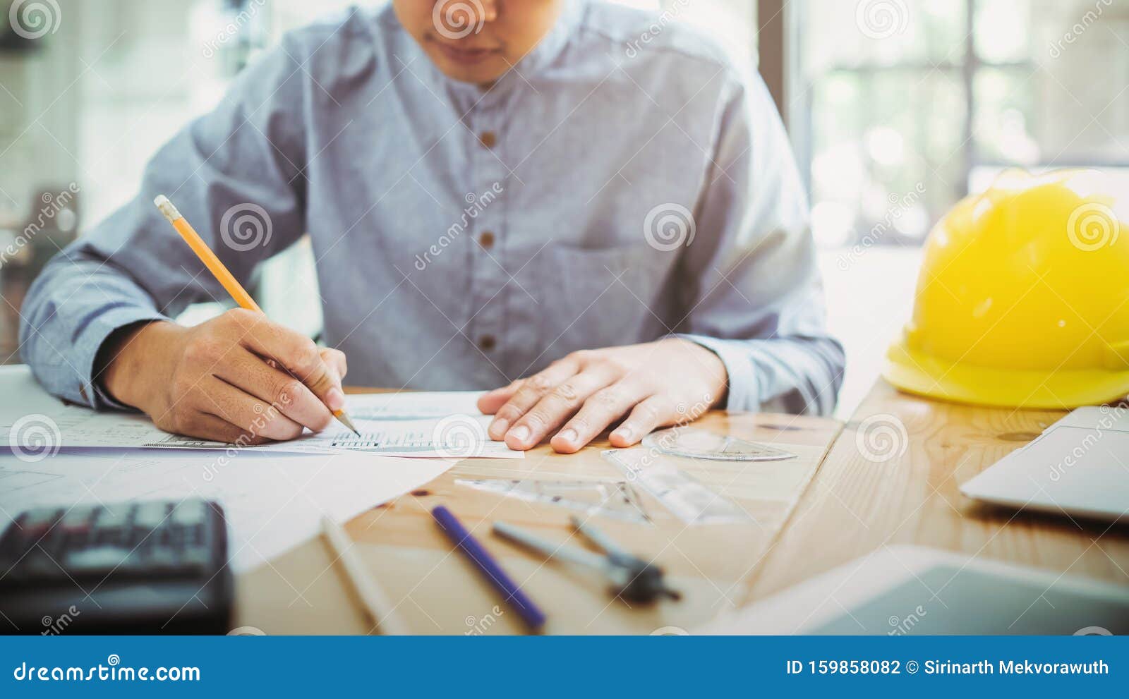 Architect or Engineer Working in Office Stock Photo - Image of ...