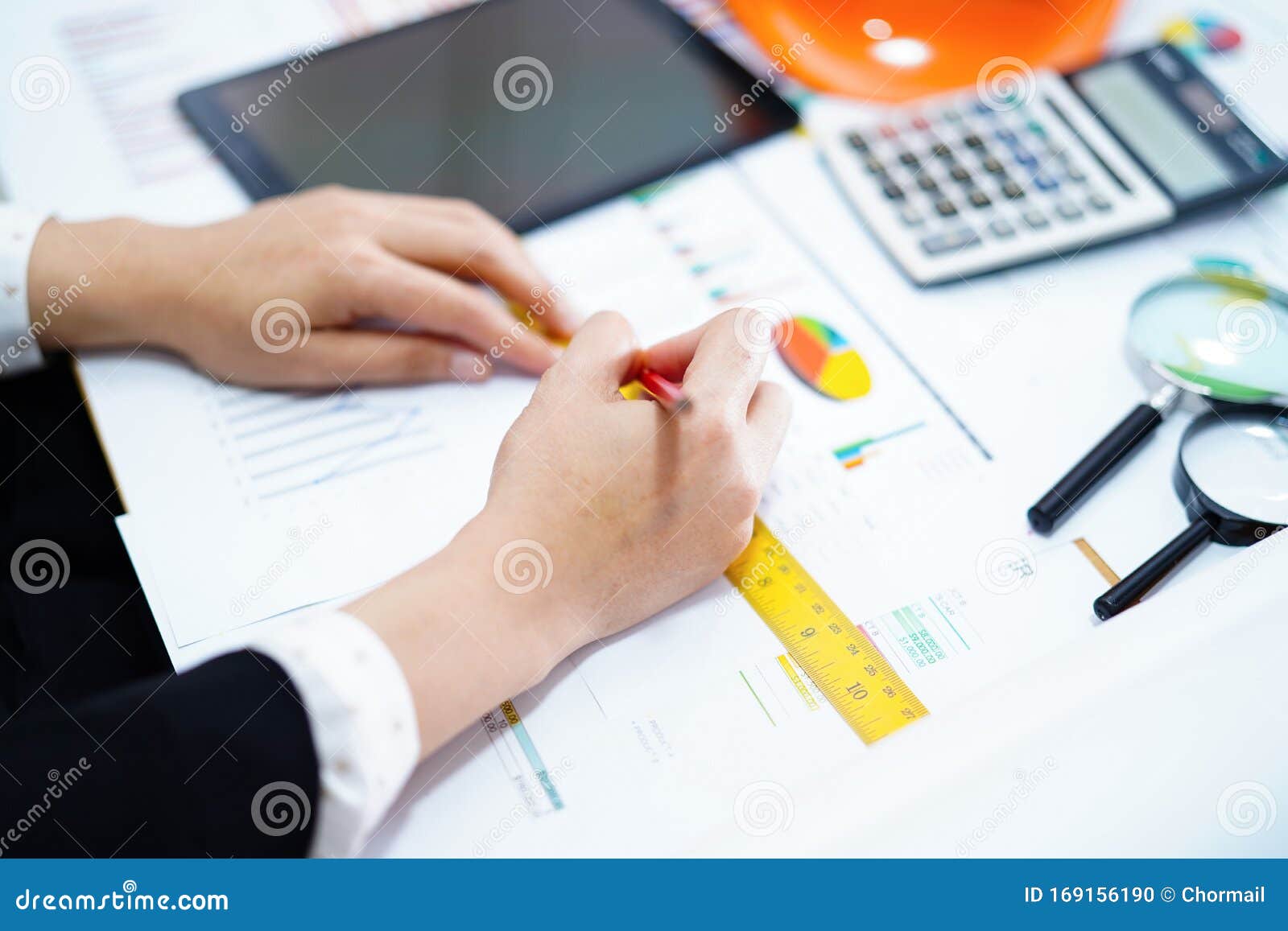 Architect or Engineer Working Project Accounting with Graph with Tools ...