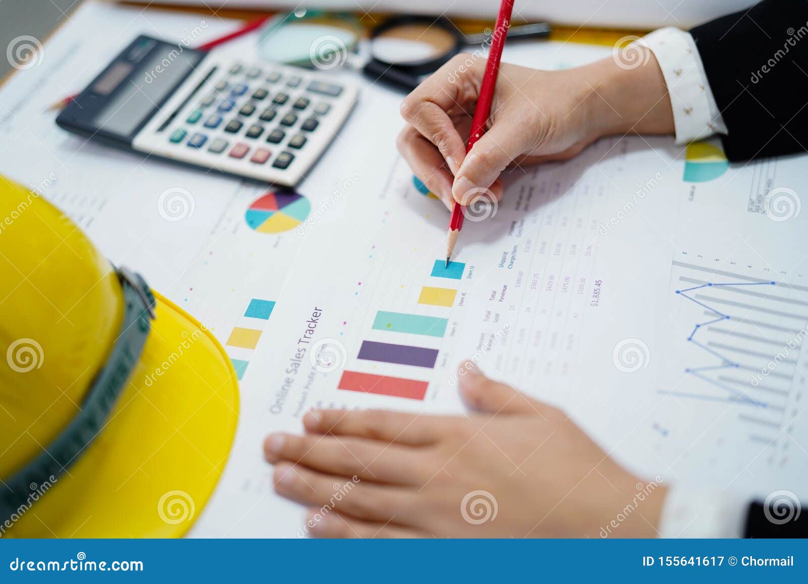 Architect or Engineer Working Project Accounting with Graph with Tools ...