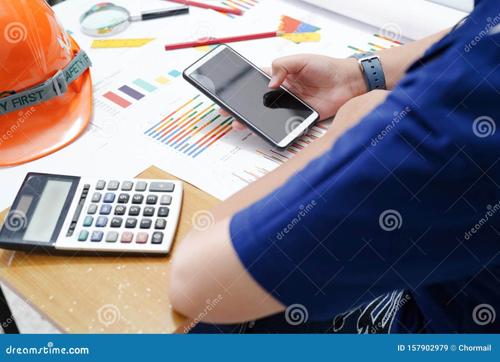 Architect or Engineer Working Project Accounting with Graph with Tools ...