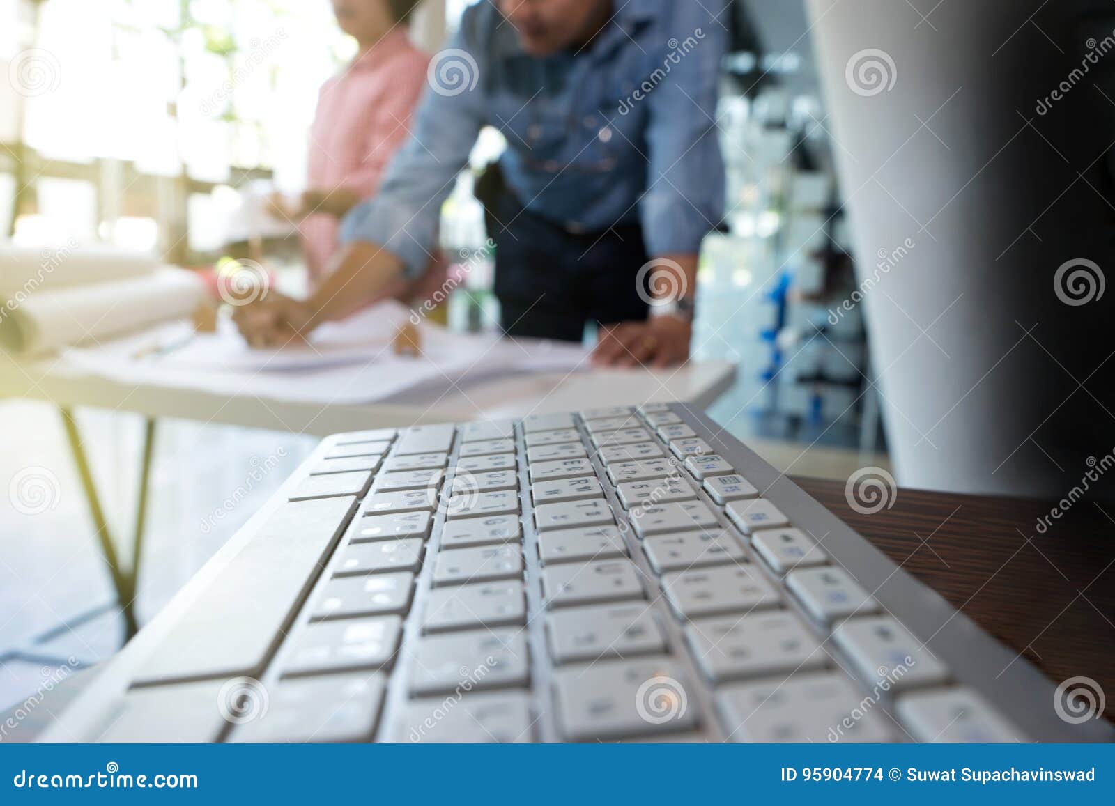 Architect or Engineer Working on Table Stock Photo - Image of office ...