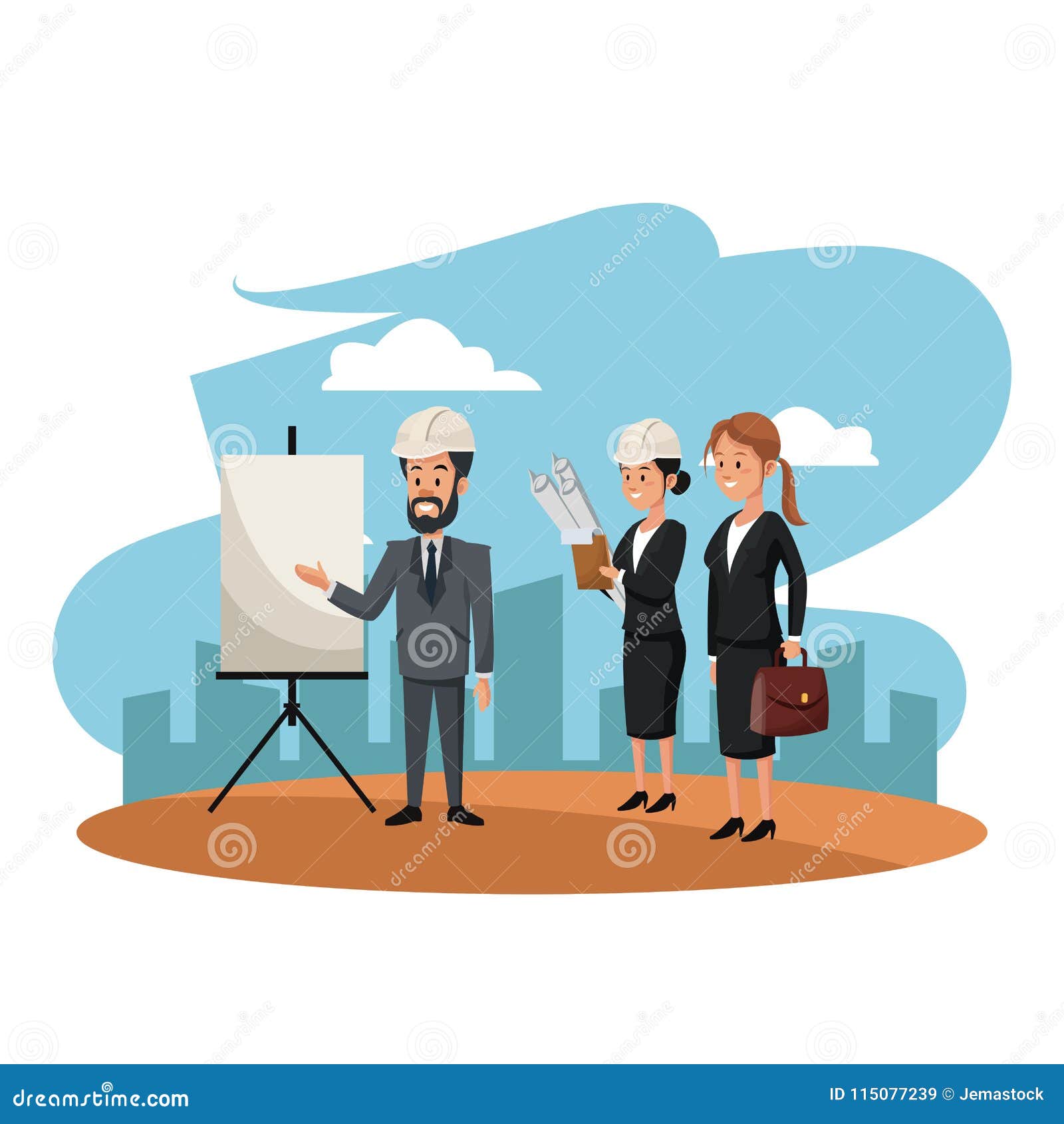 Teamwork Engineers, Silhouette Vector Illustration | CartoonDealer.com ...