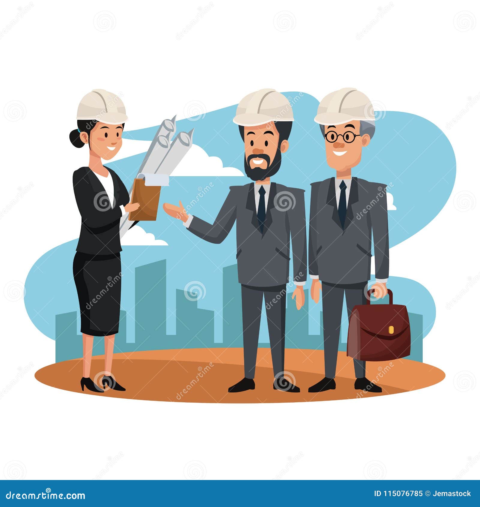 Teamwork Engineers, Silhouette Vector Illustration | CartoonDealer.com ...