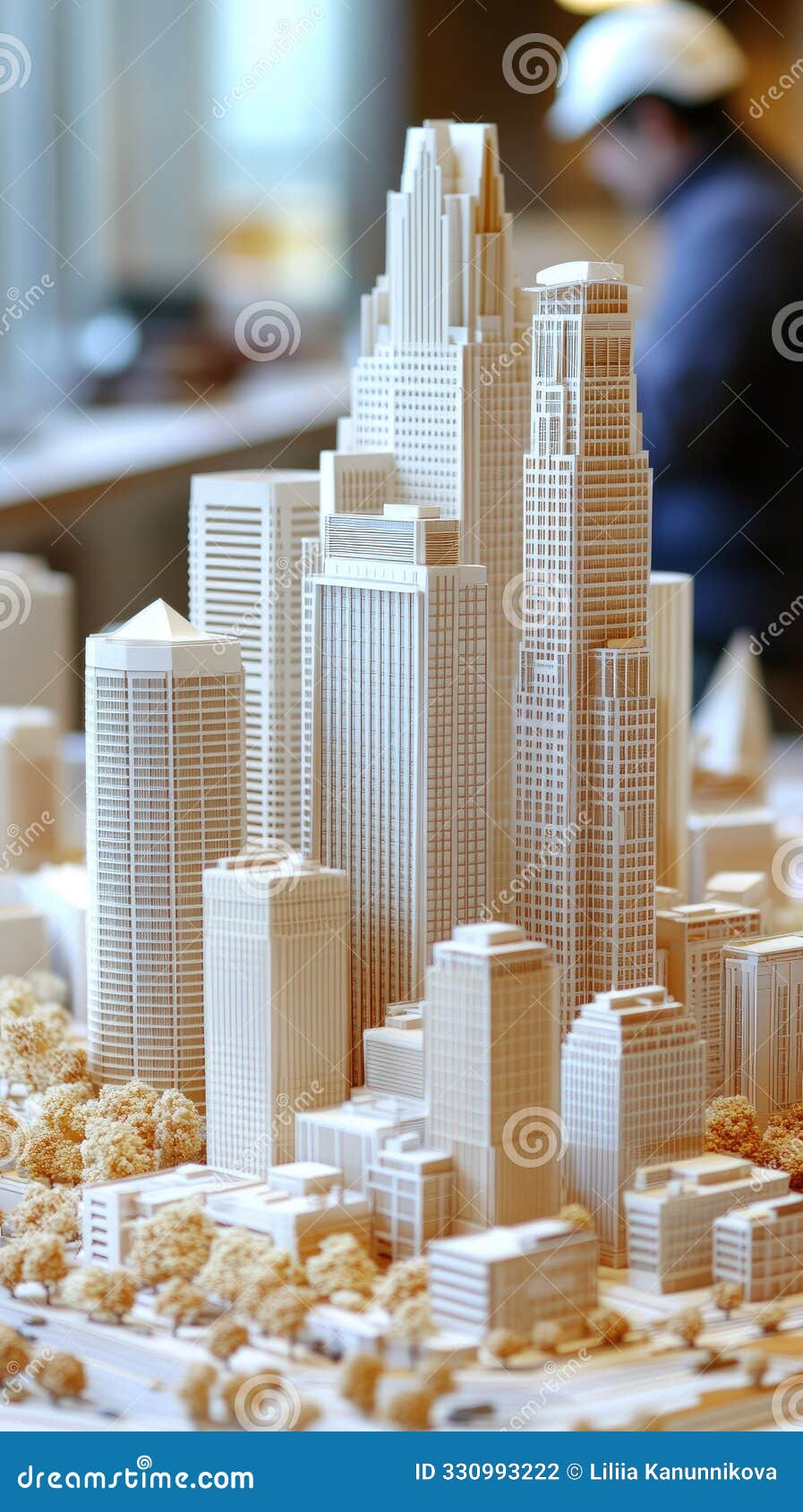 An Architect Focuses on Drawing Details while Working on a Miniature ...