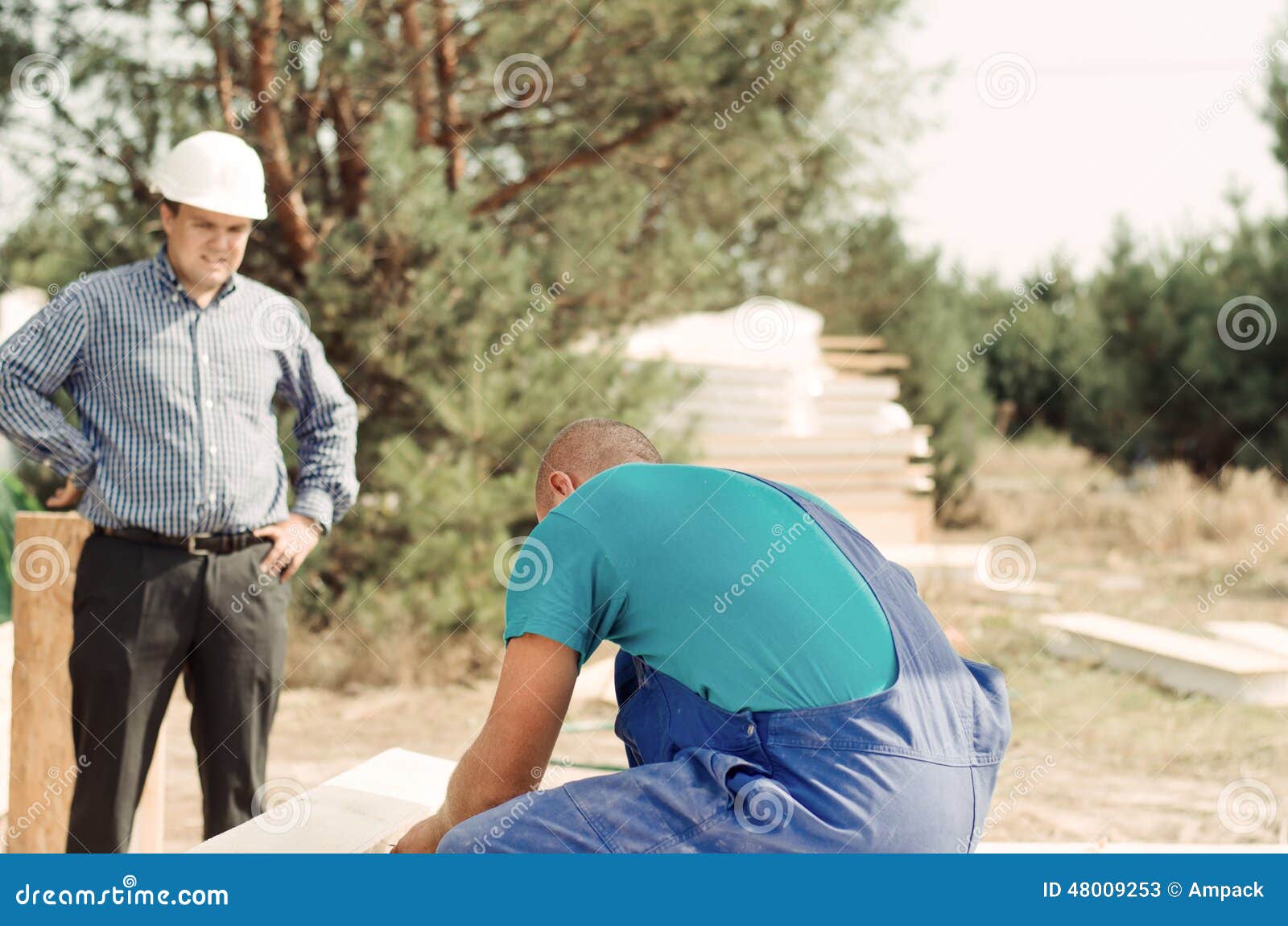 Architect or Foreman Watching a Builder Stock Image - Image of ...