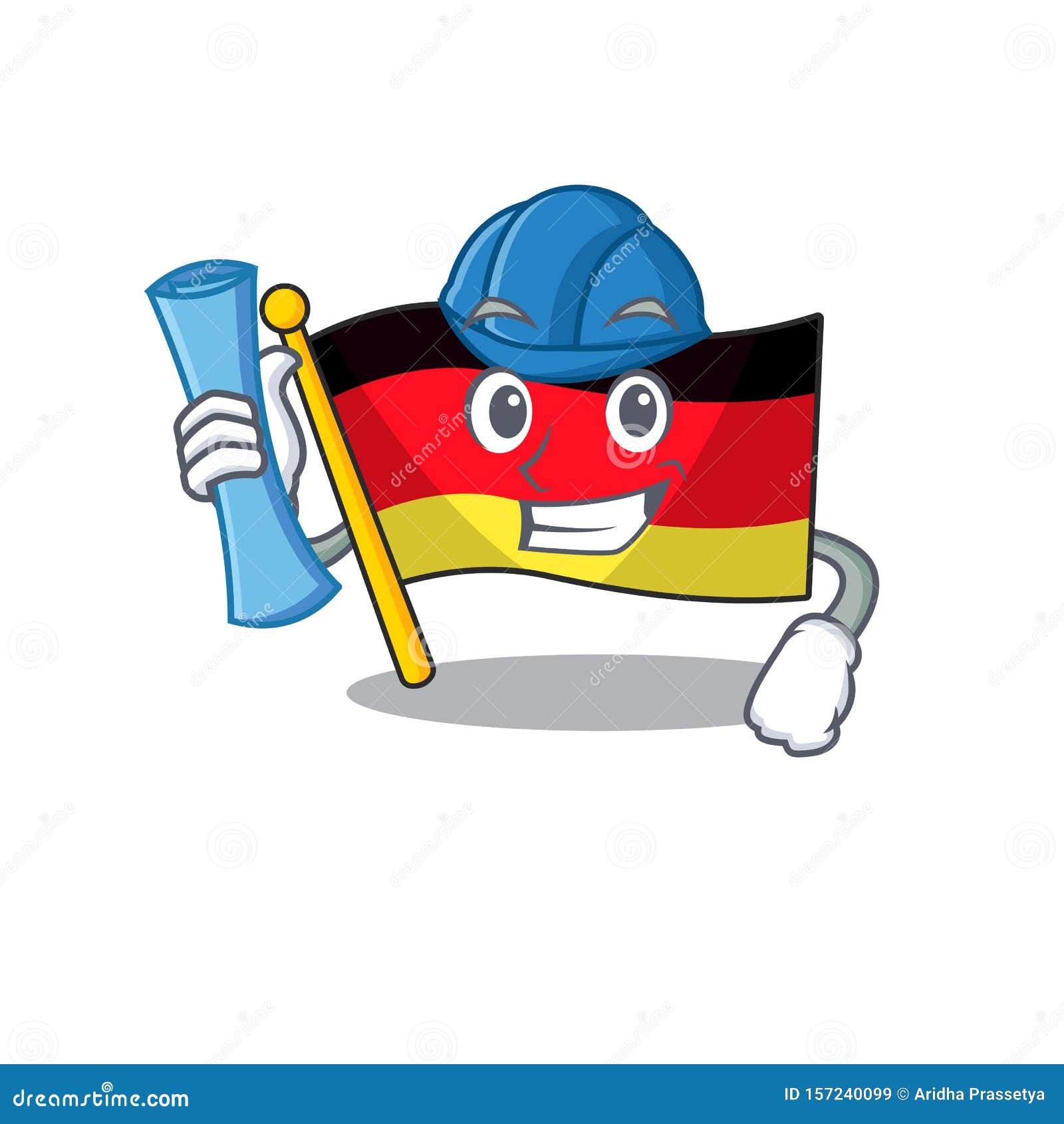 Architect Germany Flag Flutter on Cartoon Pole Stock Vector ...