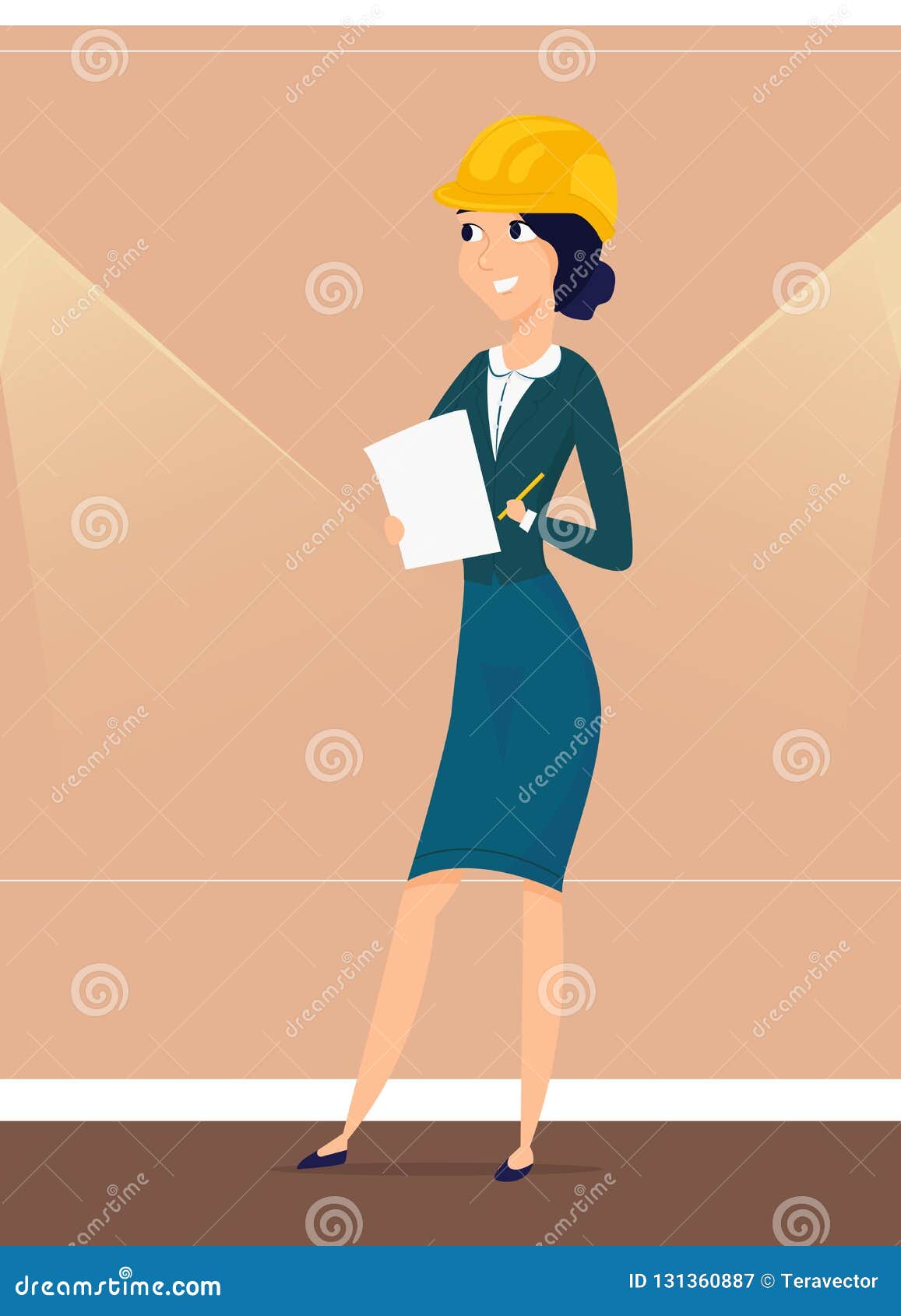 Architect Girl with Design Project in Hands Stock Vector - Illustration ... Architect Girl with Design Project in Hands Stock Vector - Illustration ...