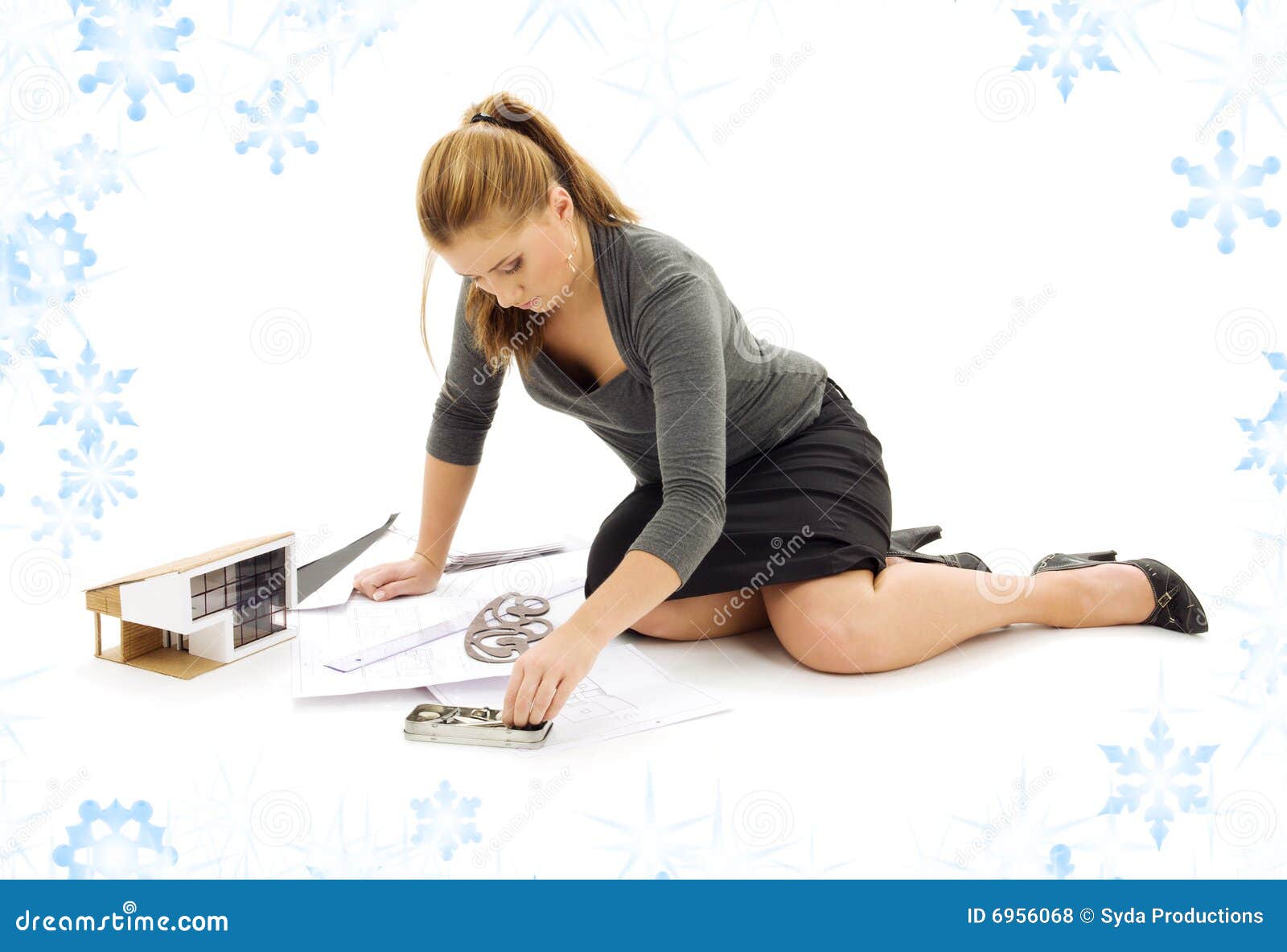 Architect Girl with House Model Stock Photo - Image of home, creative ...