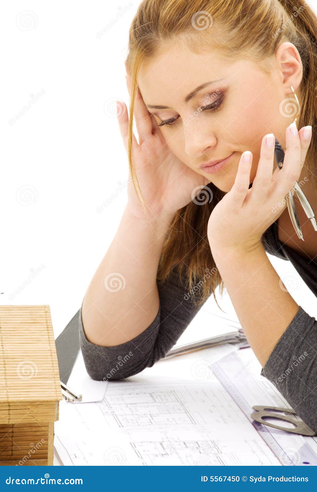 Architect girl at work stock photo. Image of caucasian - 5567450