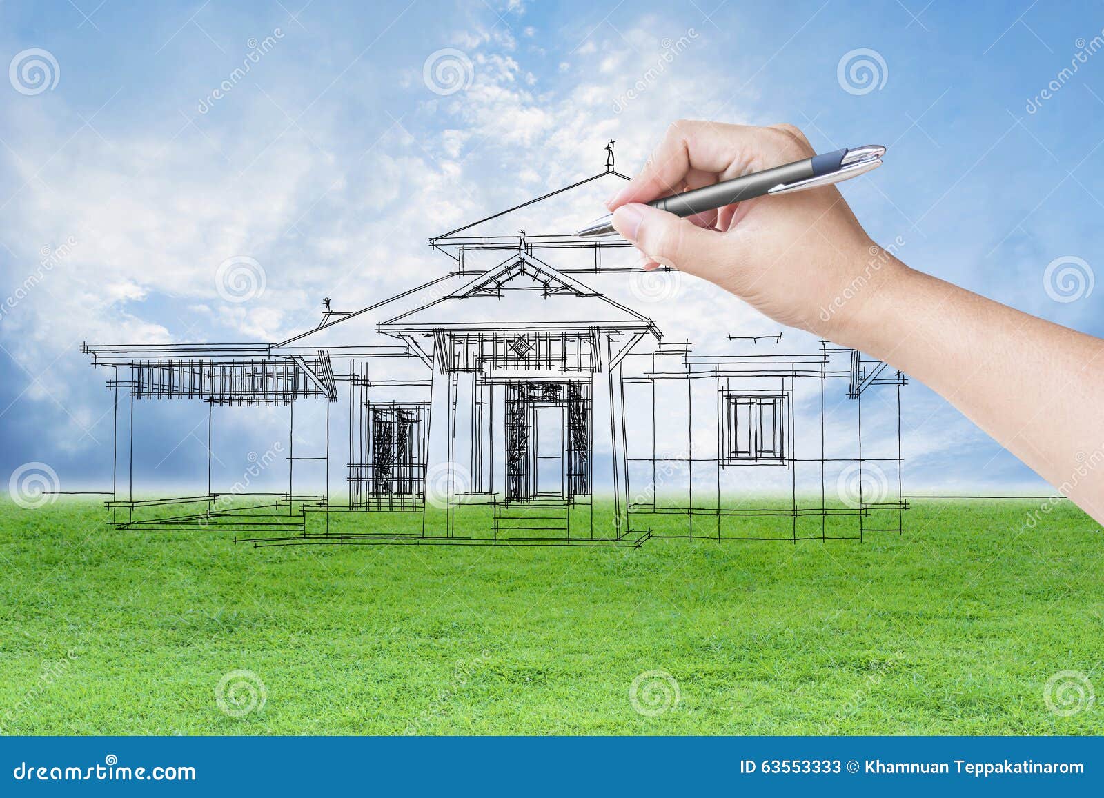 Architect Hand Drawing House Plan Sketch Stock Photography ...