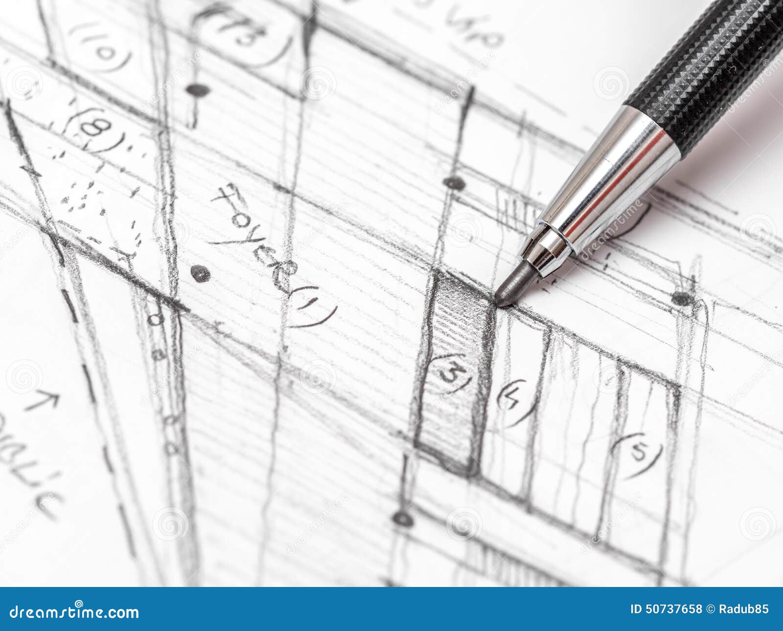 Architect Hand Drawing House Plan Sketch Stock Photography ...