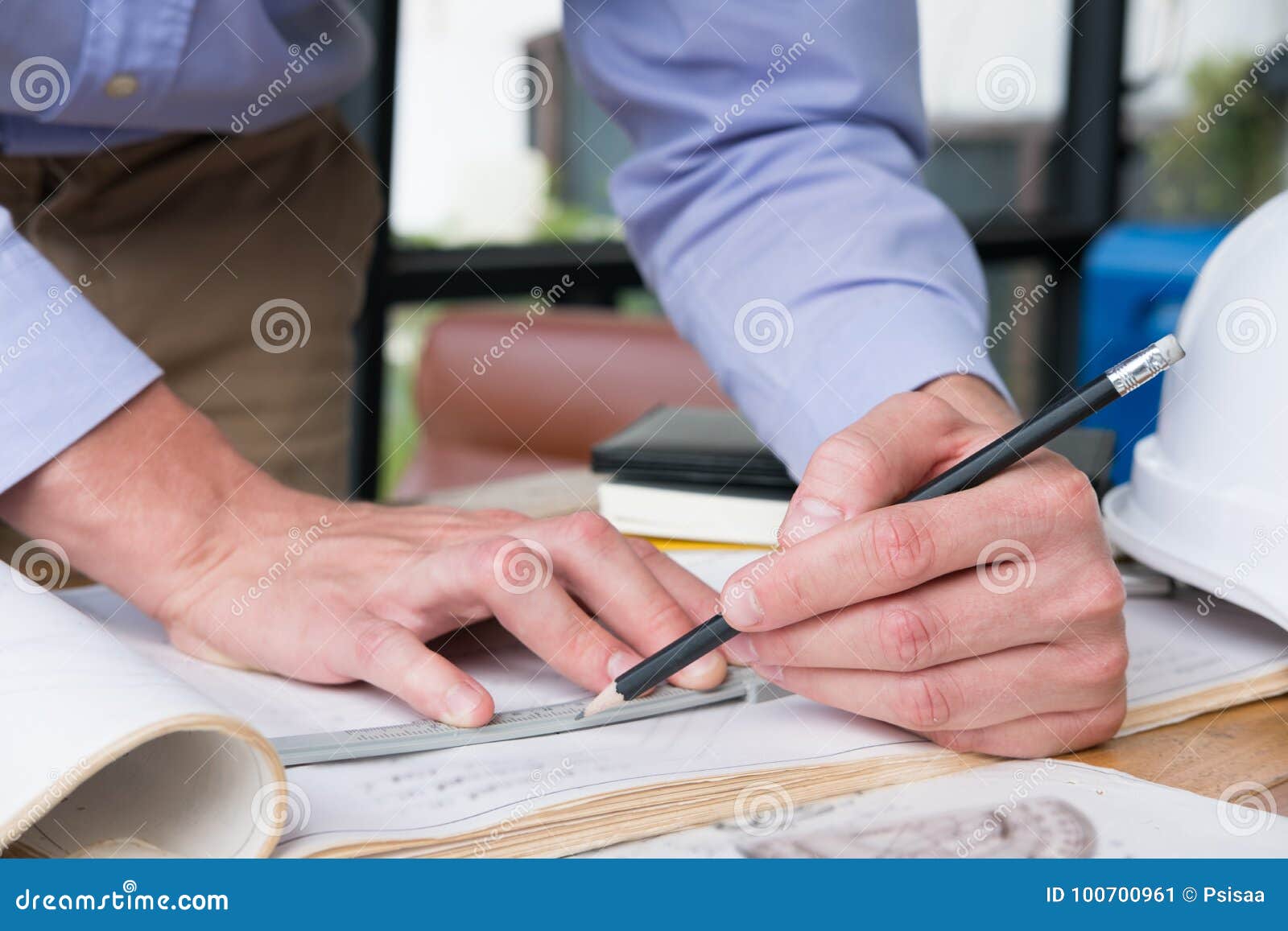 Architect Hand Holding Drawing Compass Working on Construction P Stock ...