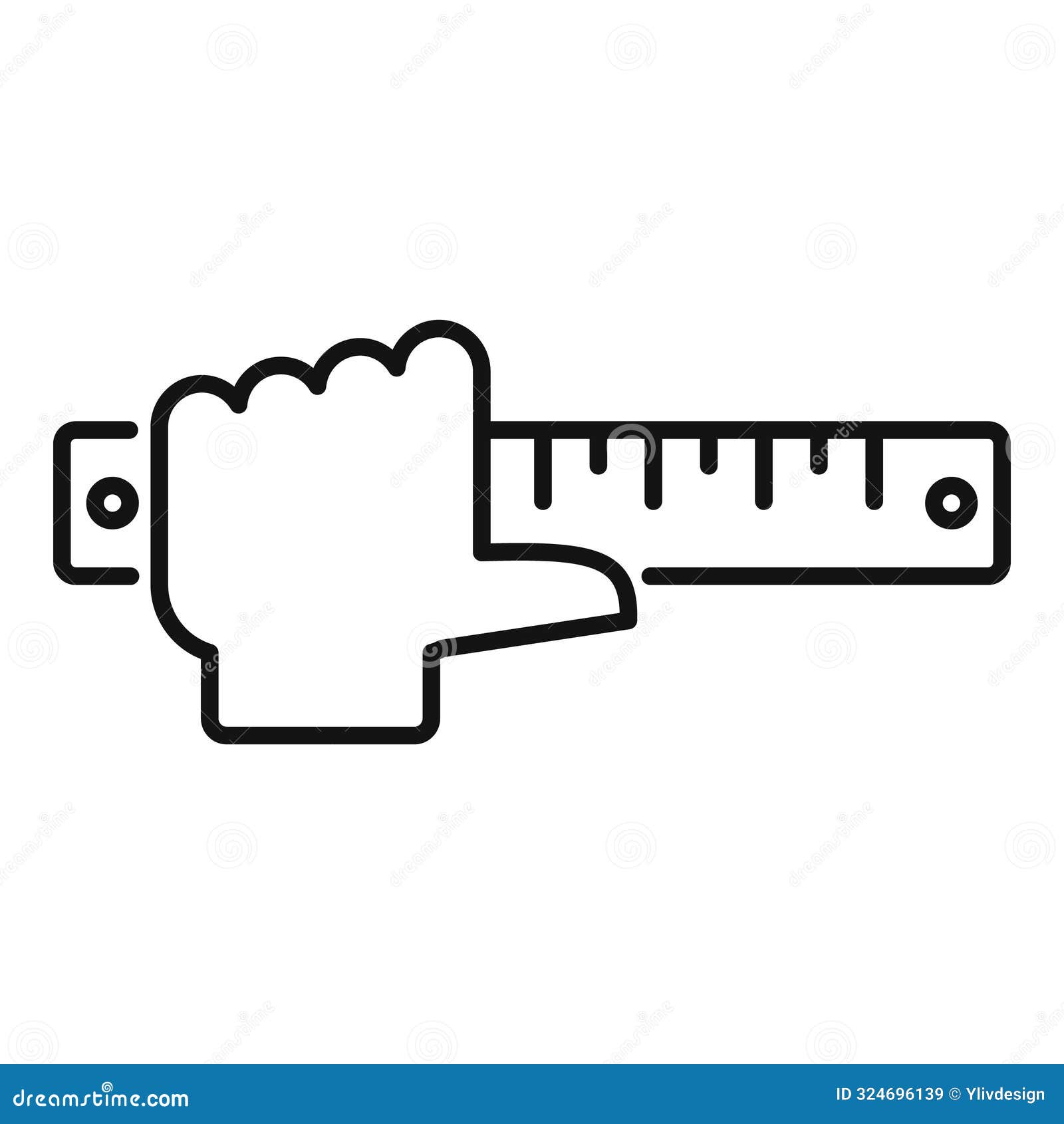 Architect Hand Holding Ruler Measuring Length Line Icon Stock Vector ...